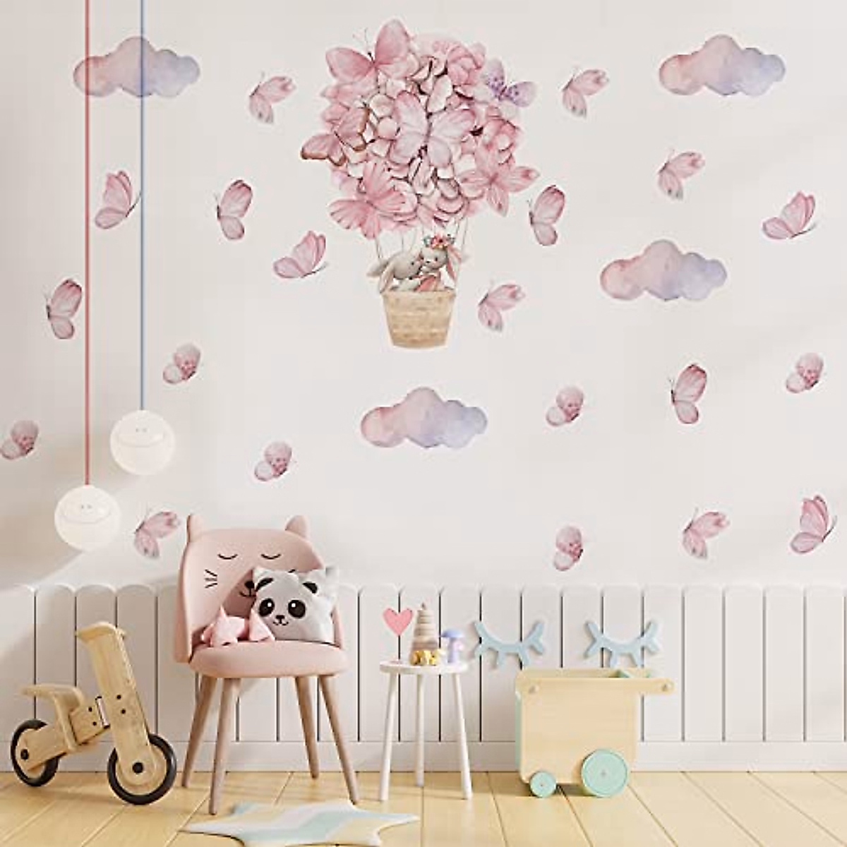 QUCHENG Pink Wall Decal Stickers Girls Toddler Bedroom Removable Stickers Decor Nursery Playroom Large Vinyl Waterproof Wall Decoration