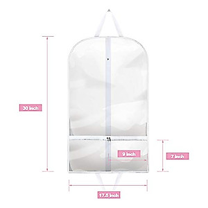 Maitys Clear PVC Hanging Costume Garment Bag Costume Bags Suit Cover with Zipper Pockets for Storage Travel Dance Garment (Classic Style)