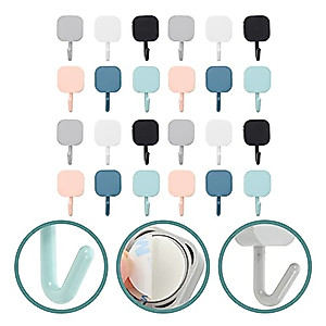 Homoyoyo 60pcs Sticky Key Holder Hooks Entryway Coat Xcm Self Hangers Heavy Office for Nail Hanging Hallway Utility Multipurpose Towel Square Bags Coats Bathroom Hat on No Drilling Wall
