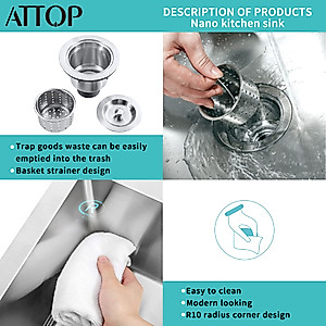 ATTOP Double Bowls Undermount Kitchen Sink,32 Inch Nano Coating Stainless Steel Kitchen Sink Undermount Double Bowls Sink