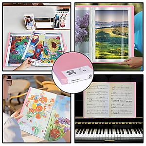SKRYUIE A3 Diamond Painting Storage Book - 60 Diamond Painting Capacity, 30 Pages Protectors, 17.2x12.8 inches, Portfolio Folder for Diamond Painting Presentation and Organization - Pink