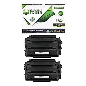 Renewable Toner Compatible High Yield MICR Toner Cartridge Replacement for HP 55X CE255X Laser Printers M521 MFP M525 MFP P3010 P3015 (Pack of 2)