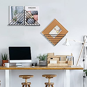 Tigcent Wall Book Shelves Floating Bookshelf Bookcases Magazine Holder, 2 Pack Metal Triangle Storage Book Display Shelf Magazine Rack Home Office Wall Organization