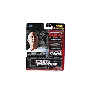 Fast & Furious 1.65" Nano 3-Pack Wave 4 Die-cast Cars, Toys for Kids and Adults,Red