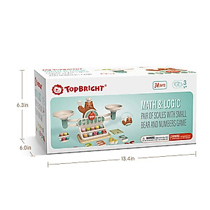 TOP BRIGHT Balance Math Game for Kids - STEM Toys for 3 Year Old Girls Boys Gifts, Balance Counting Toys Educational Kindergarten Preschool Learning Toys for Age 3 4 5