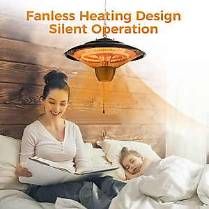 Air Choice Outdoor Patio Heater, 1500W Electric Hanging Patio Heater, Ceiling Mounted Heater for Balcony, Overheat & Tip-Over Protection, IP34 Waterproof, Outdoor Heater for Courtyard, Garage, Patio