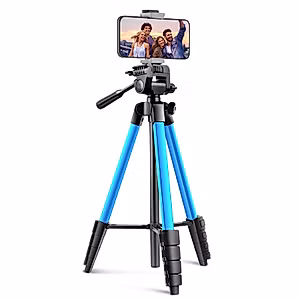 Sensyne 64" Phone Tripod Stand, Versatile Camera&iPad Tripod with Wireless Remote and 2-in-1 Phone Holder for Selfie/Video Recording/Photo/Live Stream/Vlog (Blue)