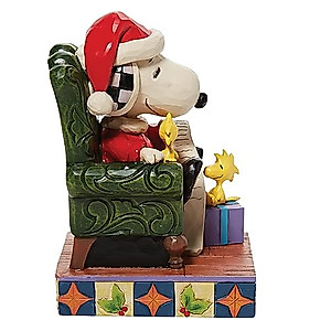 Enesco Peanuts by Jim Shore Santa Snoopy and Woodstock Figurine, 4.33 Inch, Multicolor