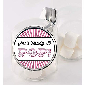 Pink Ready to Pop Baby Shower Stickers | 36 Matte Stickers | 2 Inches Round | Ready to Pop Baby Shower Labels