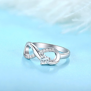 STARCHENIE Infinity Promise Ring 925 Sterling Silver Angel Wings Heart Ring for Women Size 6