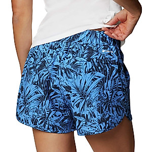 Columbia Women's Pleasant Creek Stretch Short, Harbor Blue Toucanical Tonal Print, Medium