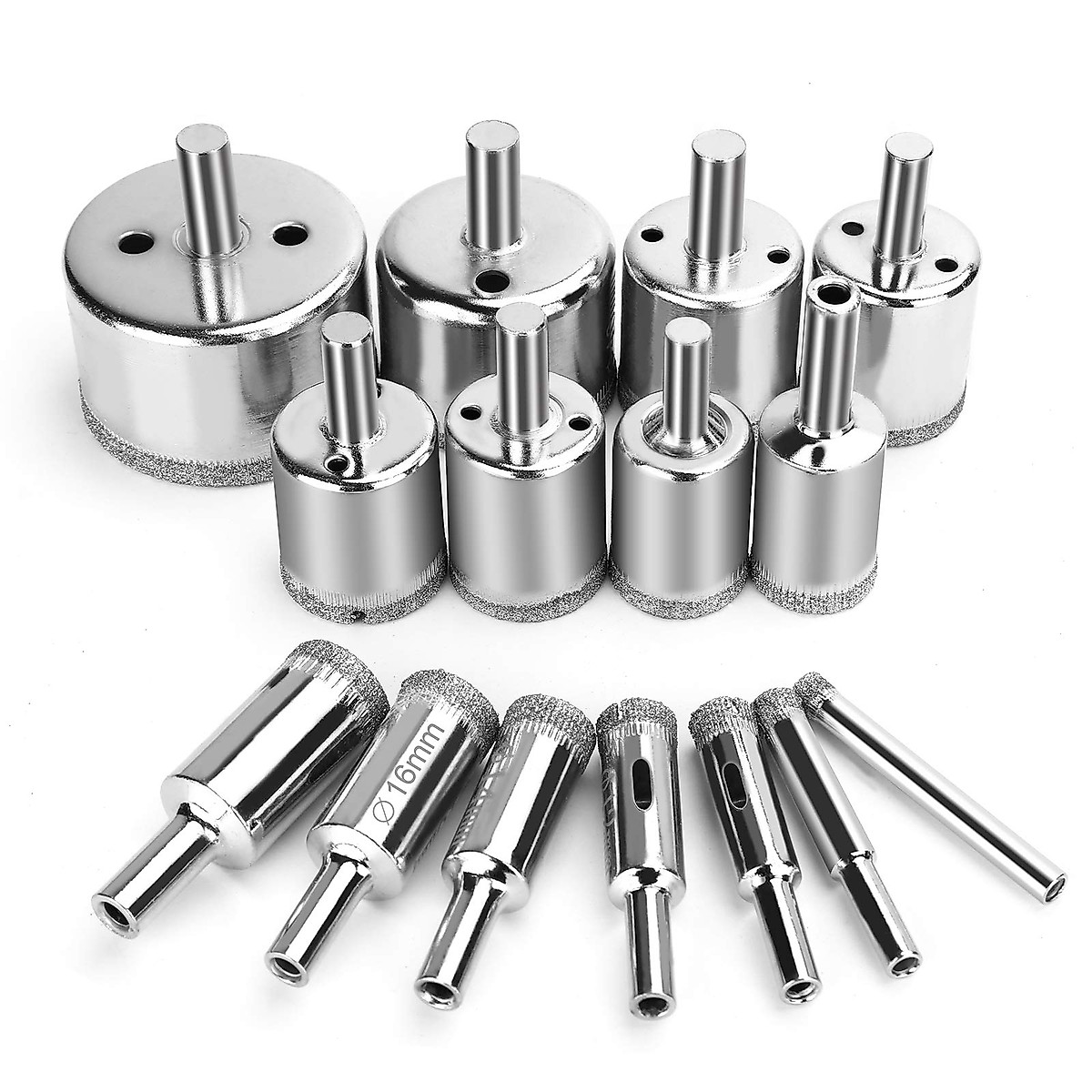 Diamond Hole Saw Drill Bits Set Kit for Ceramic, Premium Glass Drill Bit for Bottles,Pots, Marble, Granite Stone, Tile Cutting 0.23 Inch - 2 Inch（6mm - 50mm）YLYL, 15 Pcs