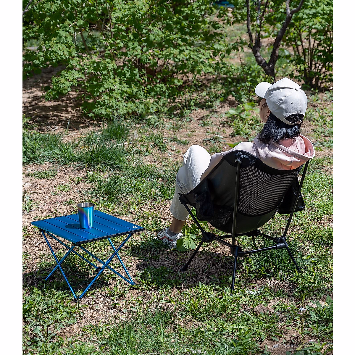 iClimb Ultralight Compact Camping Folding Table with Carry Bag (Nature- S)