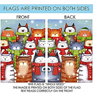 Toland Home Garden 12x18 Inch Double Sided Garden Flag Winter Flag, Cat Caroling Christmas Winter Garden Flag House Flag For Outdoor Yard Decoration