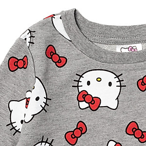 Hello Kitty Little Girls French Terry Pullover Sweatshirt Grey 6-6X