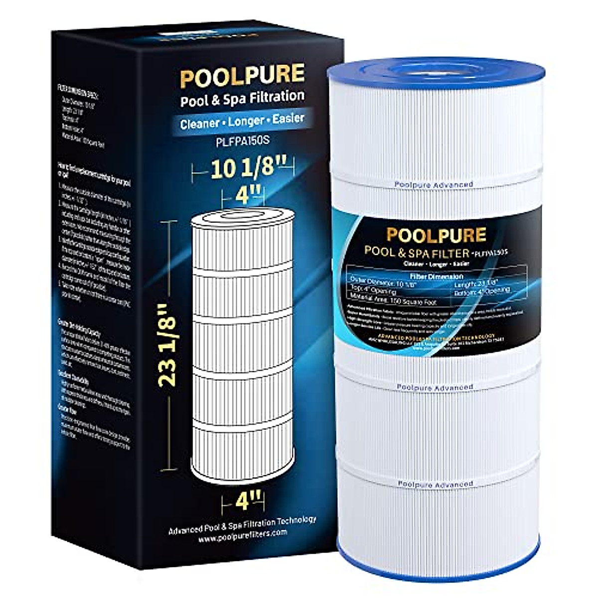 POOLPURE PA150S Pool Filter Replaces Hayward CX150XRE, Hayward SwimClear C150S, PA150S, Ultral-D4, 150 sq.ft Filter Cartridge 1 Pack