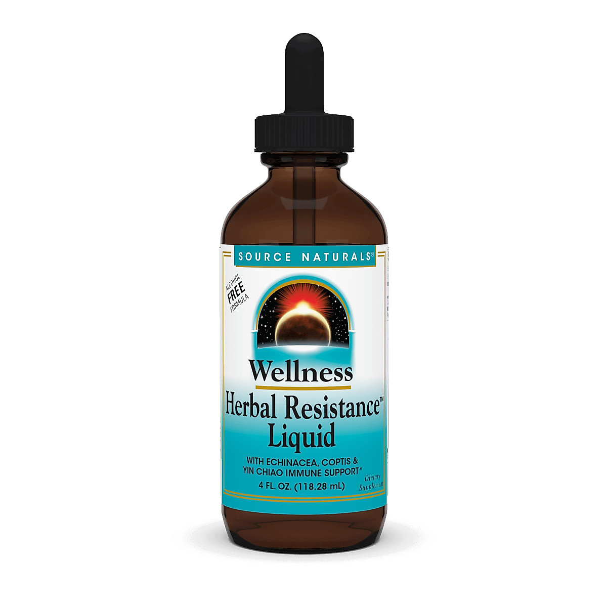 Source Naturals Wellness Herbal Resistance Liquid Formula with Echinacea, Coptis & Yin Chiao Immune Support - 4 Fluid oz
