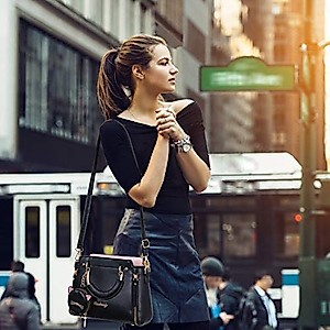 Qiayime Women Fashion Handbag Purses Luxury Designer Crossbody PU Leather Satchel Shoulder Messenger Bags Tote Cat Purse (black)