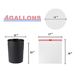 Drawstring Trash Bags, 4 Gallon, Unscented,Bedroom, bathroom, office, small garbage bag 50 Count