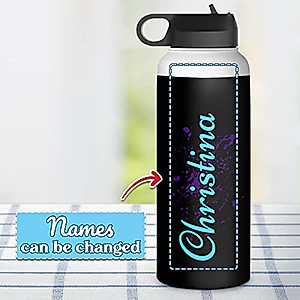 wowcugi Butterfly Water Bottle Personalized Sport Stainless Steel Insulated Sports Bottles 32oz 18oz 12oz Birthday Christmas Custom Butterfly Gifts For Girls Women Kids Teen Custom Name