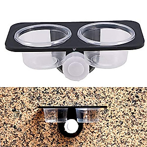 POPETPOP Gecko Feeder Ledge-Small Gecko Food Cups Suction Cup Reptile Feeder for Reptiles Food and Water Feeding (Suction Cup Type)