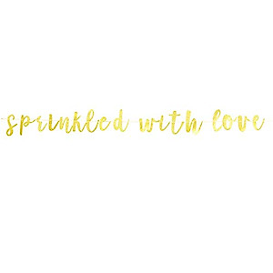 Golden Sprinkled With Love Banner - Sparkling Hanging Party Decorations Supplies - Party Decorations For Men And Women - Ideal Background Celebration Photo Props Gift (Sprinkled With Love)