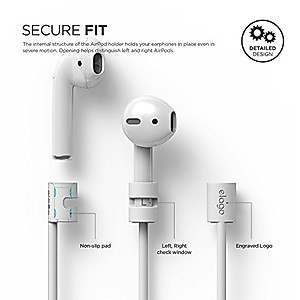 elago AirPods Strap [White] - [Compatible with Apple AirPods 1 & 2][Compact][Lightweight][Ideal Length] – for Apple AirPods 1 & 2