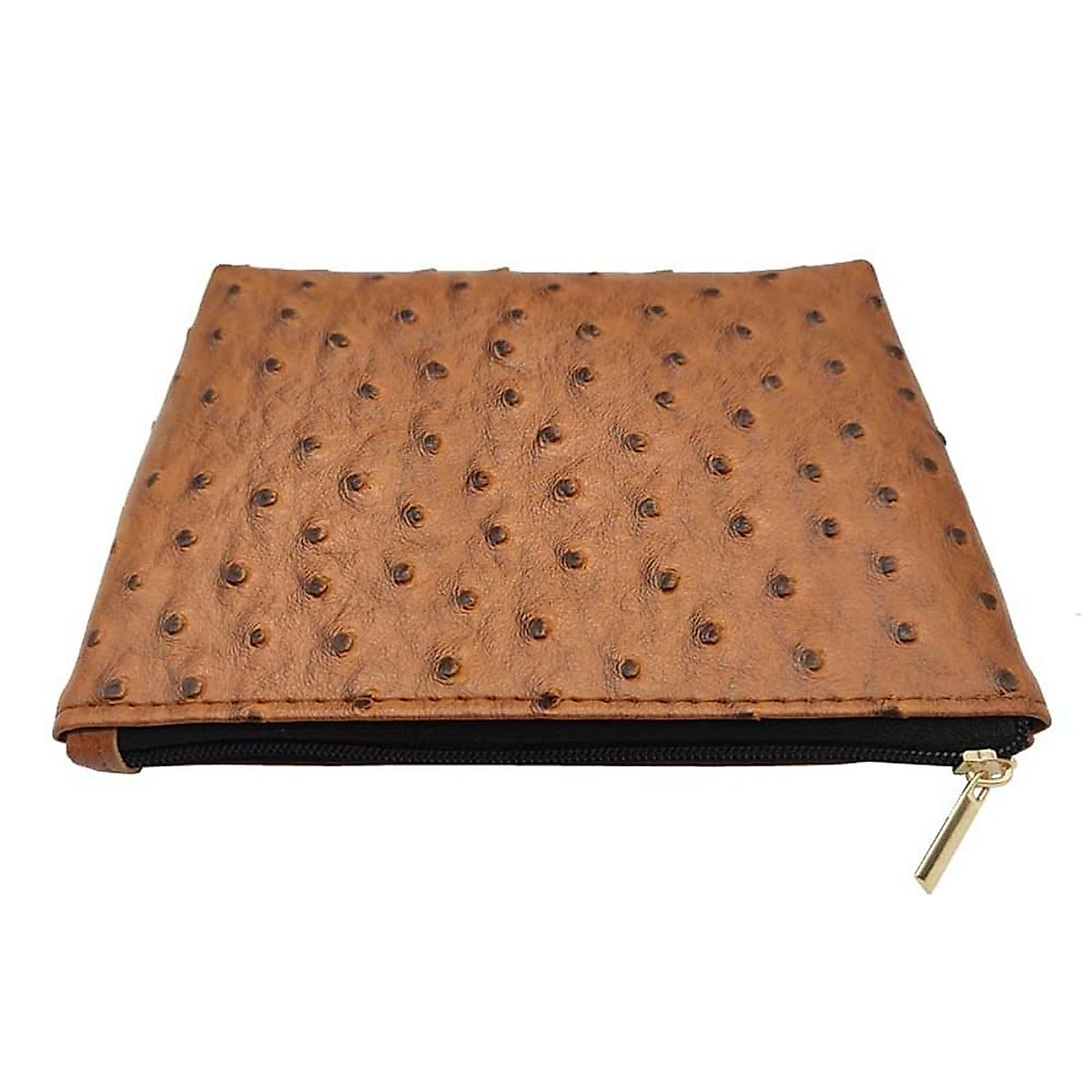 Bestmaple Portable Fashion PU Ostrich Grained Leather Coin Pouch Credit Card Holder Small Thin Wallet Travel Pouch Change Zipper Purse (Brown)