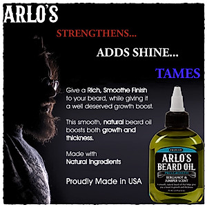 Arlo's Pro Growth Beard Oil - Bergamot Juniper 2.5 oz. - Promotes Beard Hair Growth