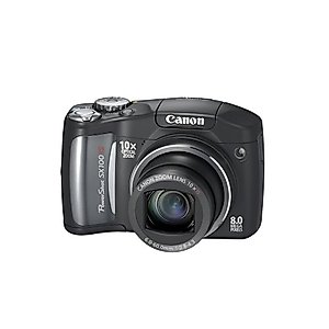Canon PowerShot SX100IS 8MP Digital Camera with 10x Optical Image Stabilized Zoom (Black)
