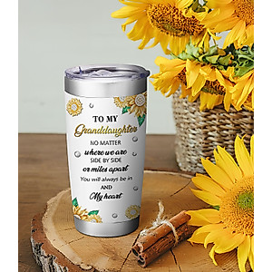 Pininerr Granddaughter Gift from Grandma Grandpa -20 oz Granddaughter Coffee Cup Vacuum Insulated Stainless Steel,Ideal Granddaughter Birthday Gift (Granddaughter)