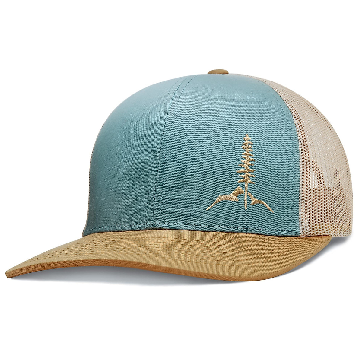 LARIX Light Blue Hat, Tamarack Mountain, No Sweat Liner, Trucker Hats for Men