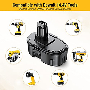 FirstPower 3.7Ah 14.4V DW9091 Battery - Compatible with Dewalt 14.4V Battery XRP Cordless Power Tool - Upgraded Ni-MH DC9091 DW9091 DW9094 DE9091 DE9092 DE9038