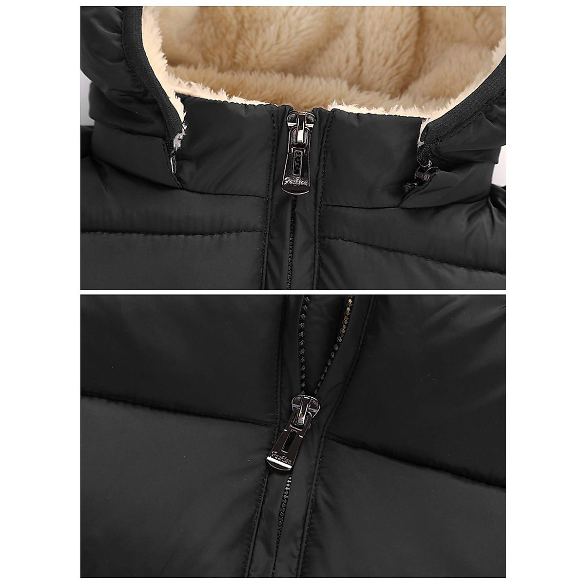 Happy Cherry Toddler Snowsuit Soft Thick Long Sleeve Jacket with a Removable Hooded Zipper Clothing Black Large