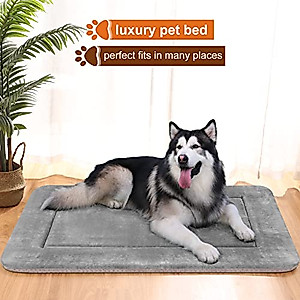 JoicyCo Dog Bed Crate Pad Mat Soft Mattress 42 in Non-Slip Washable Pet Dog Beds for Large Dogs Kennel Pad, Clay Gray L