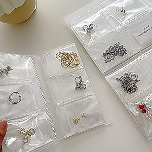 Designster Transparent Jewelry organizer book - Jewelry Storage Album for Earring Organizer Storage Book Bag, Jewelry Travel Organizer Holder for Necklace Rings Bracelet Studs (84 Slots+50 Thicken PVC Bags)