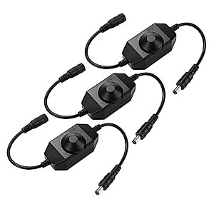 [3 Pack] KEYGMA LED Strip Light Dimmer, DC 12V-24V Dimmer Switch for Strip Lights 2835 3528 5050 5630 5730 3014, Single Color
