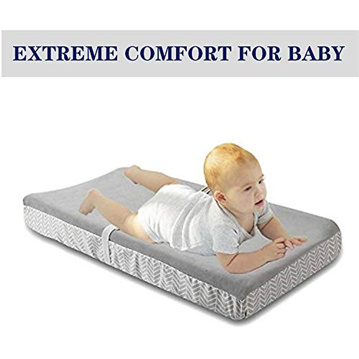 Changing Pad Cover 2 Pack, Comfort Fleece Changing Table Cover Boys Girls, Ultra Soft Breathable 32"/34''x16" Changing Pad Sheets - Blue Stars & Grey Stripe