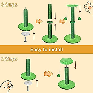 Cat Scratching Post Sisal Cat Tree Cactus Cat Scratcher, Scratching Posts for Indoor Cats Kitten, Cute Tall Cat Scratch Post with Perch to Protect Furniture, 2 Dangling Ball Toys, Stable Cat Stand