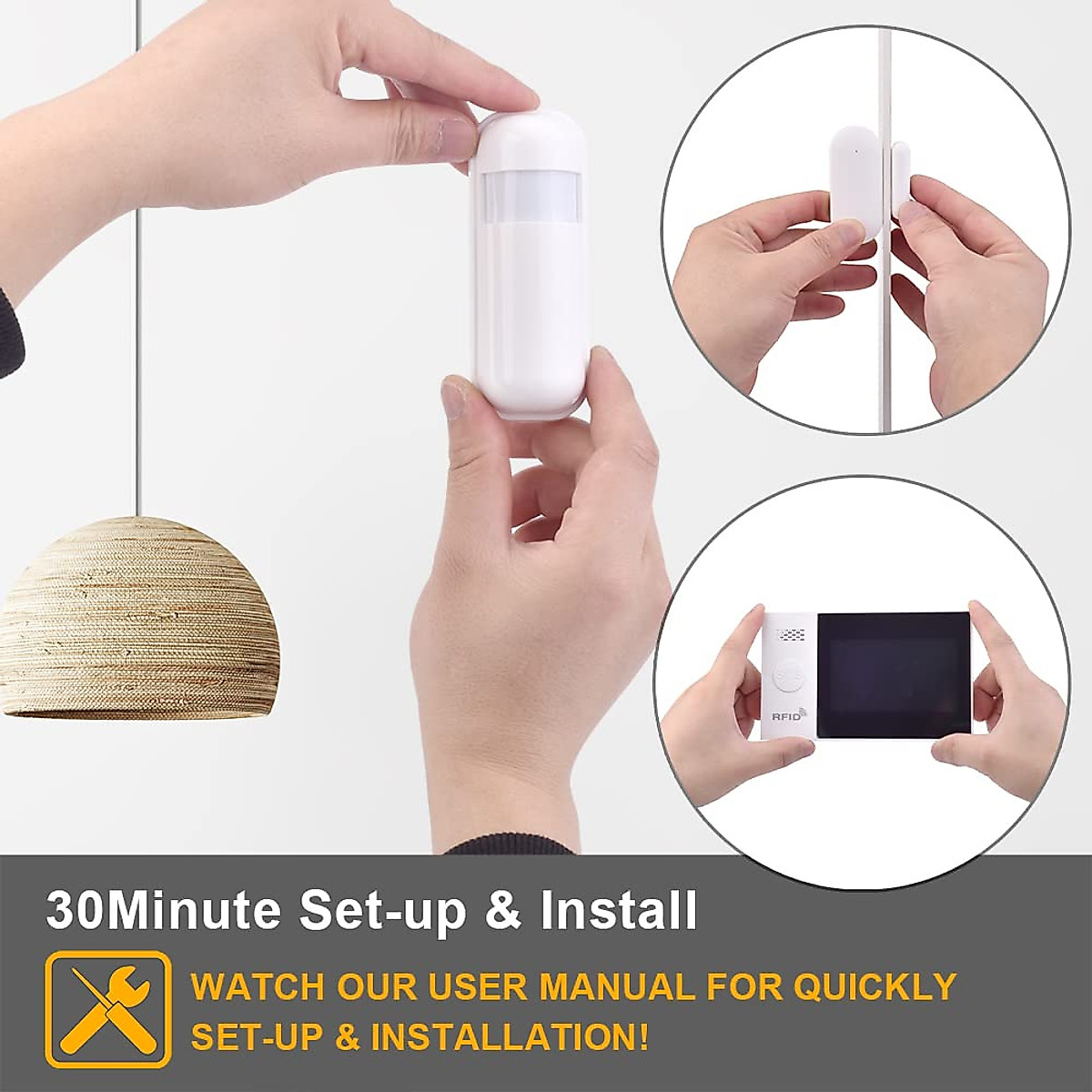 Home Security Alarm System - 4.3 inch Touch Screen Panel - DIY Wireless GSM WiFi Burglar Alarm System Kit with APP - Compatible with Alexa & Google Assistant (NO Monthly Fees) (2G+WiFi)