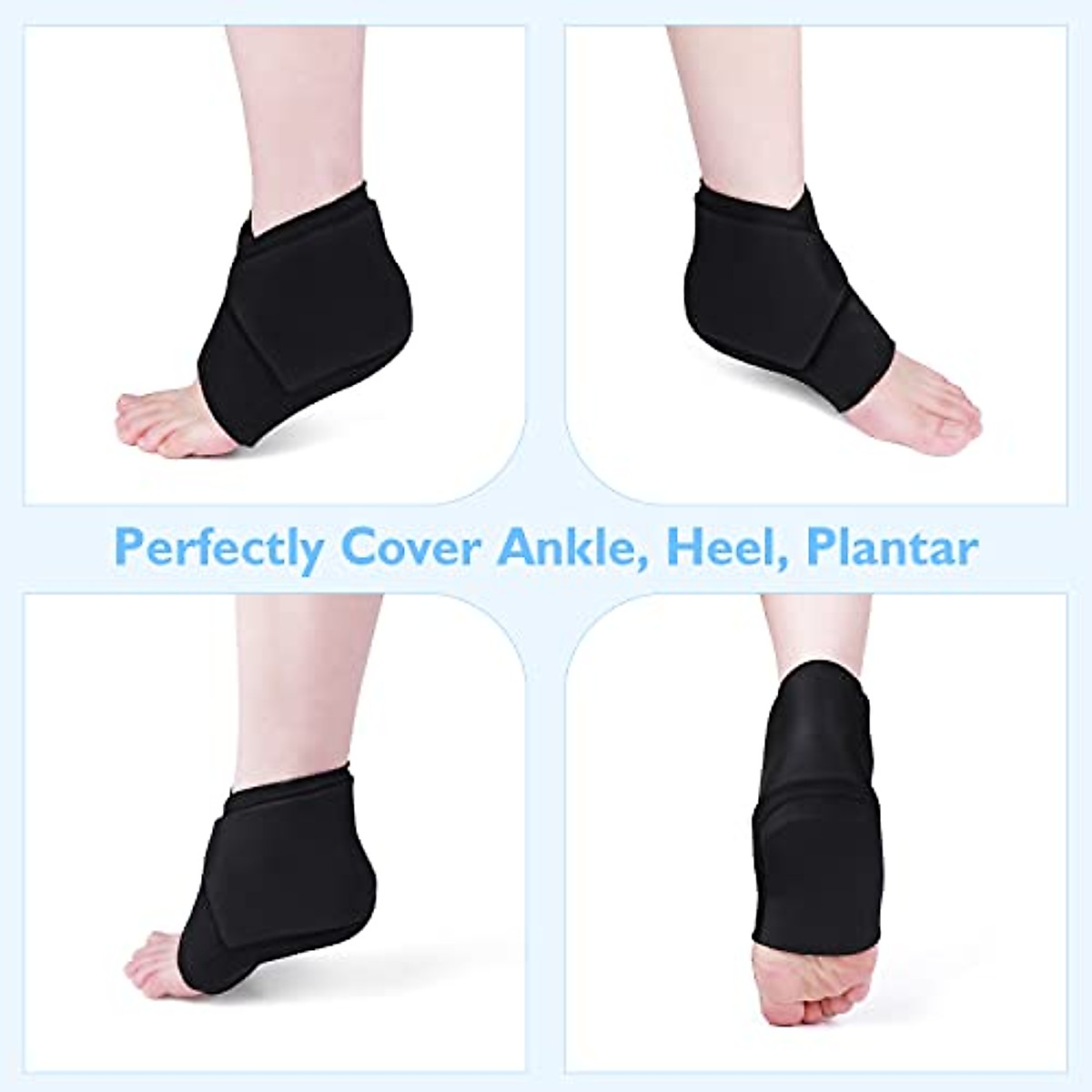 Helthrelife Heel Ice Pack for Pain Relief, Gel Ankle Ice Pack Wrap Adjustable for Heel Pain, Plantar Fasciitis, Achilles Tendinitis, Dry Cracked Heels, Sprain, Sports Injuries Pack of Two