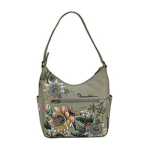 Anuschka Women's Hand Painted Genuine Vegetable Tanned Leather Hobo - Floral Passion