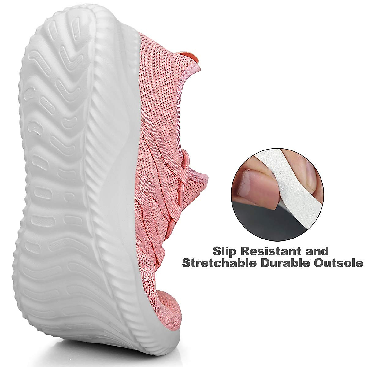 Feethit Womens Slip On Running Shoes Non Slip Walking Shoes Lightweight Gym Workout Shoes Breathable Fashion Sneakers All Pink Size 9