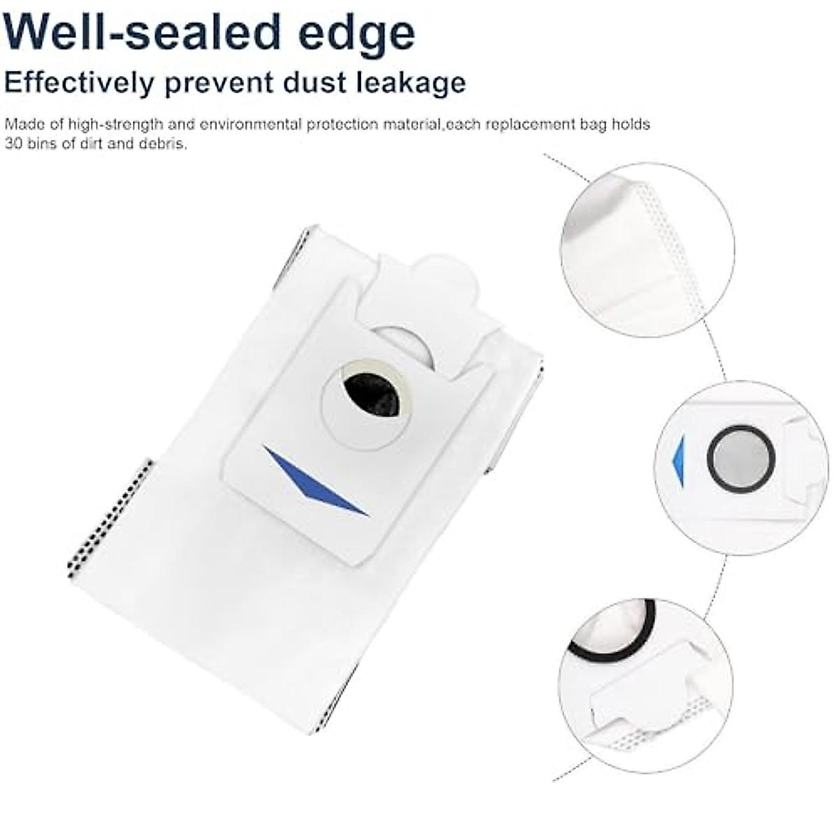 Moupaa 6PCS Dust Bags for Ecovacs Deebot X5 Pro/ X5 Omni/ X2/ X2 Pro/ DEX86 Robot Vacuums Replacement Spare Parts