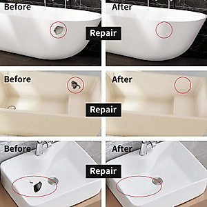 Tub and Fiberglass Shower Repair Kit (Color Match), 3.7oz Porcelain Sink and Acrylic Bathtub Repair Kit White for Cracks Chips Dents holes Almond/Biscuit/Bone