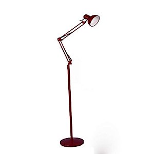 Floor lamp LED Floor Lamp Long Arm Folding Wrought Iron Floor Light Modern Simple Round Lampshade Reading Lamp Bedroom Living Room Floor Light (Color : Maroon, Size : Remote control)