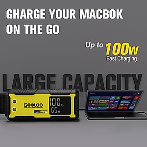 GOOLOO GT4000S Jump Starter 4000A Car Jumper Starter (Up to 10L Diesel 12L Gas Engines), 100W Fast-Charging Lithium Jump Box, SuperSafe Portable Car Battery Charger Power Bank for 12V Vehicles, Yellow