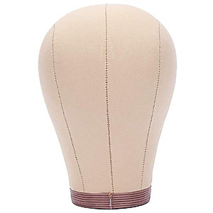 BHD BEAUTY Cork Canvas Block Mannequin Head Wig Display Styling With Mount Hole 22"(Canvas Head+Head Stand+T Pins+C Needles+Wig Caps+Thread +Clips)