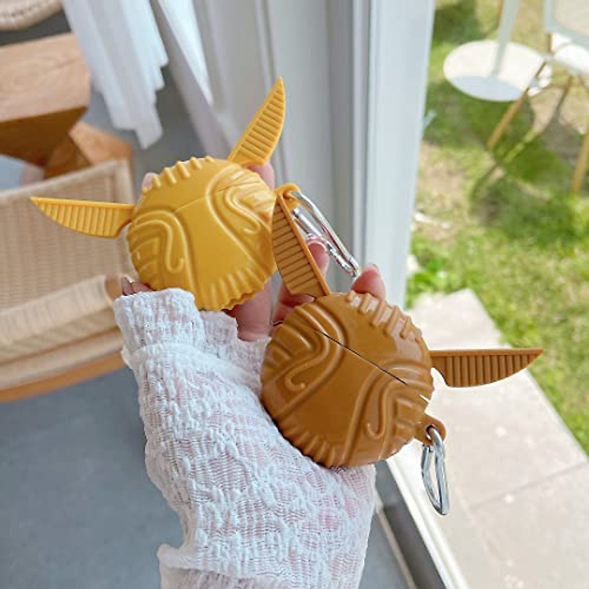 Airpods 3rd Generation Case,3D Silicone Fashion Cool Air pods Cover,Stylish Unique Golden Flying Ball Funny Fun Design Designer for Men Youth Teen Boys Kids(Yellow)