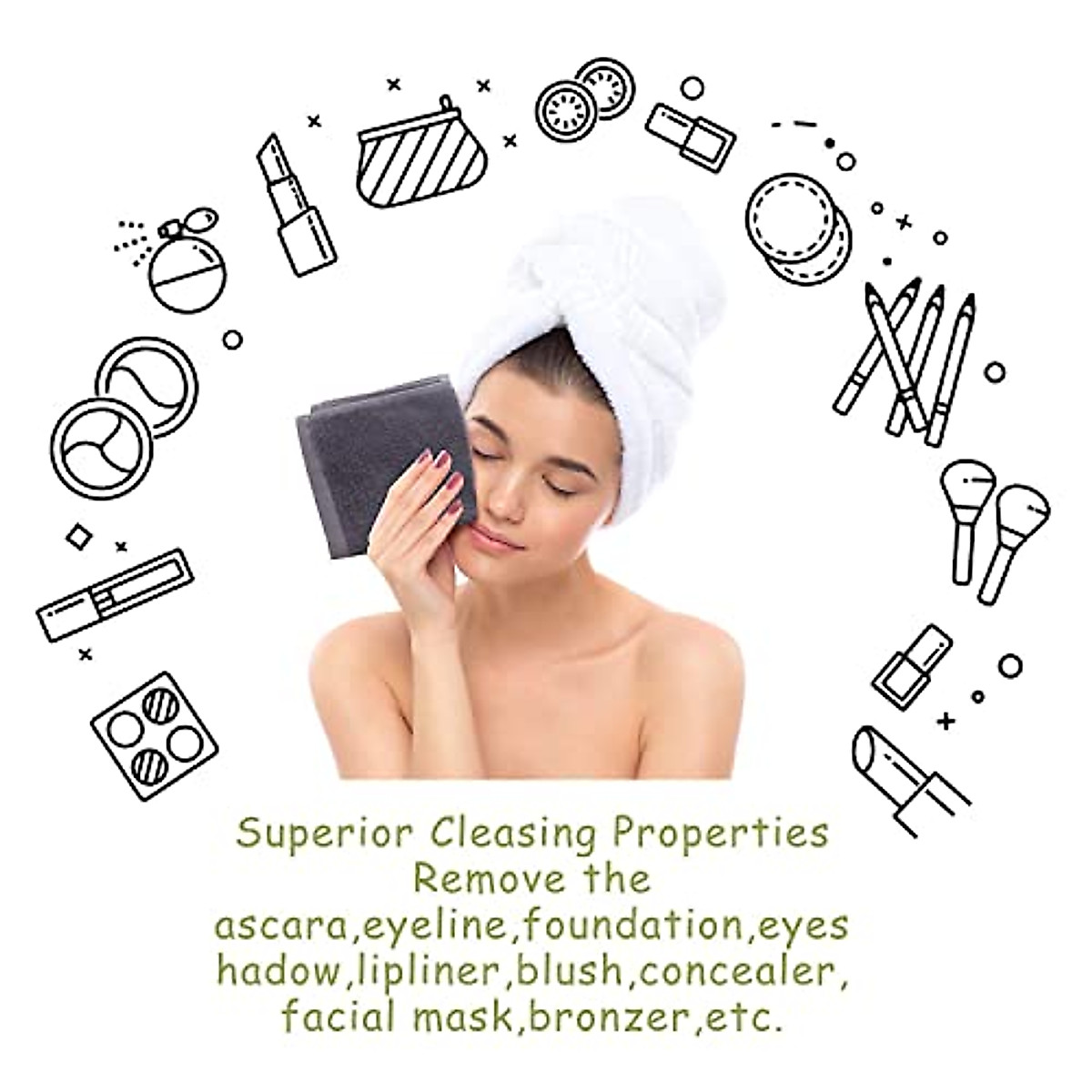 JEFFSUN Bamboo Wash Cloths, Makeup Remover Facial Cleansing Cloths, Super Soft and Gentle Face Towel for Delicate Sensitive Skin, Baby Washcloths (10X10 inch - Pack of 6)